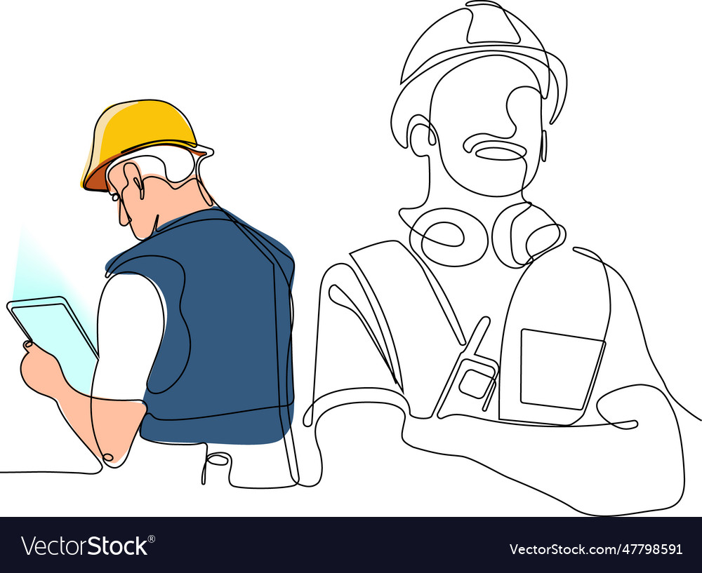 Construction manager and engineer working Vector Image