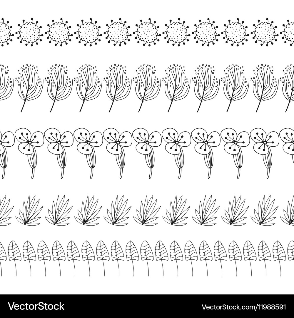 Decorative border strip flowers leaves Royalty Free Vector