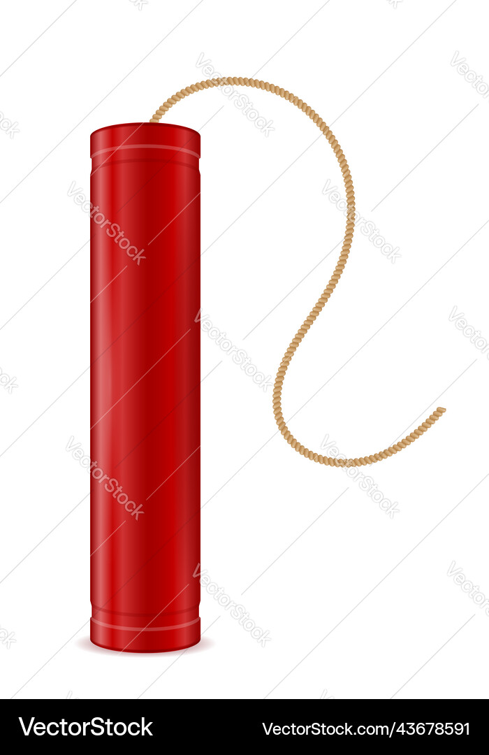 Dynamite red stick with bickford fuse stock Vector Image