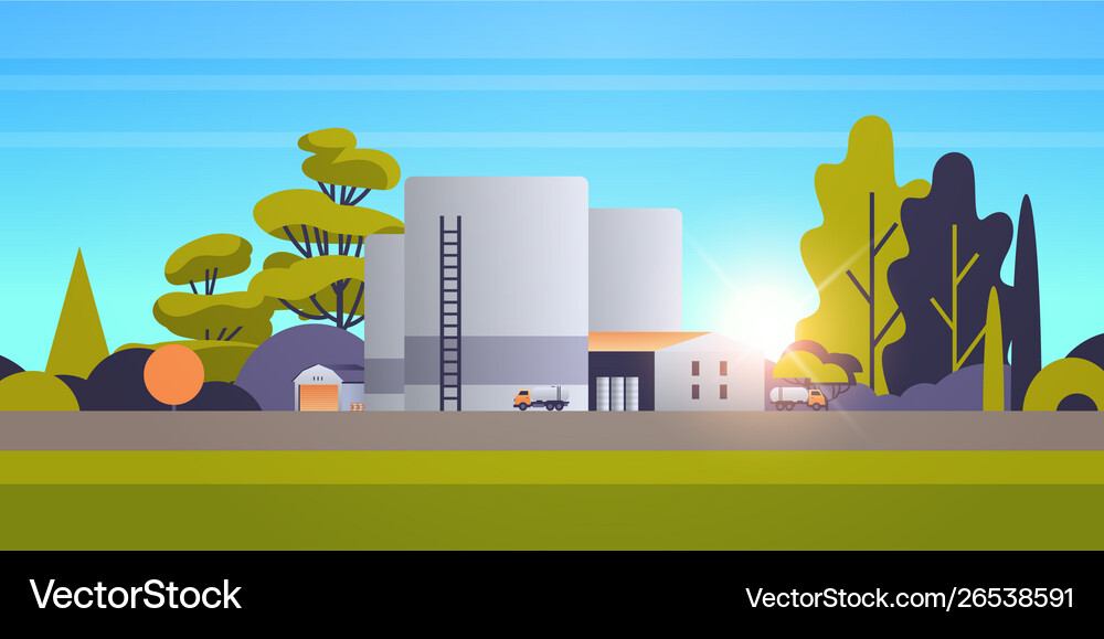 Factory manufacturing building industrial zone Vector Image