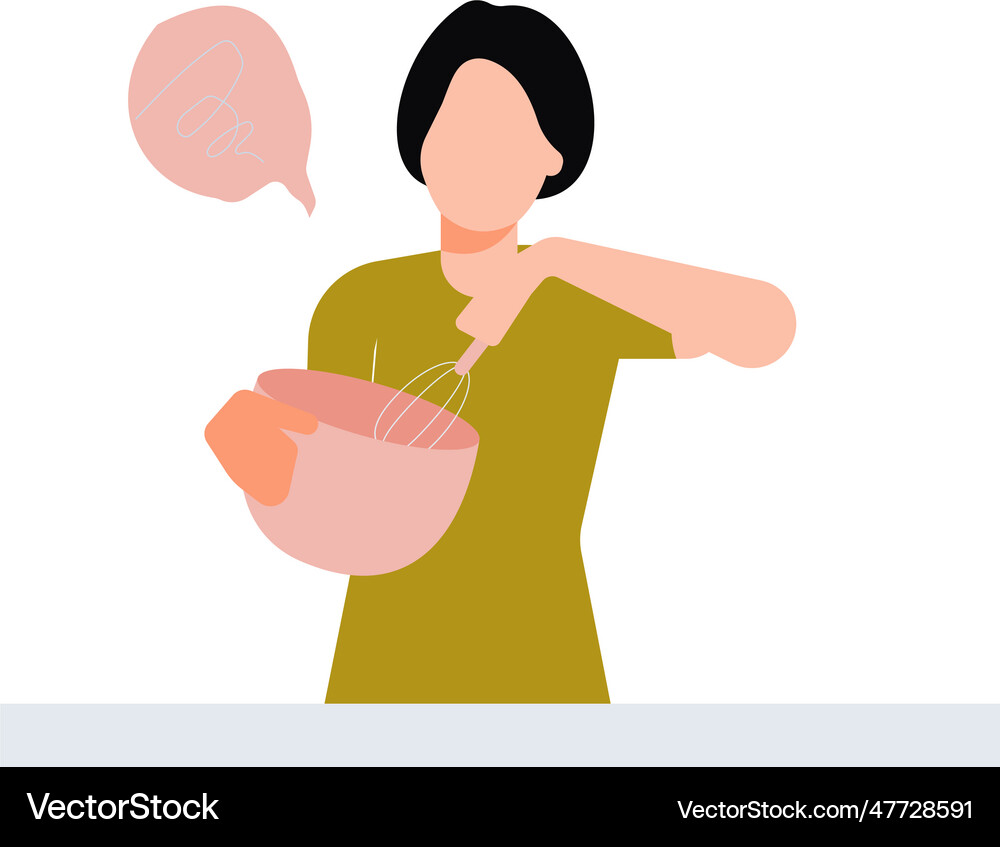 Girl is stirring the mixture Royalty Free Vector Image