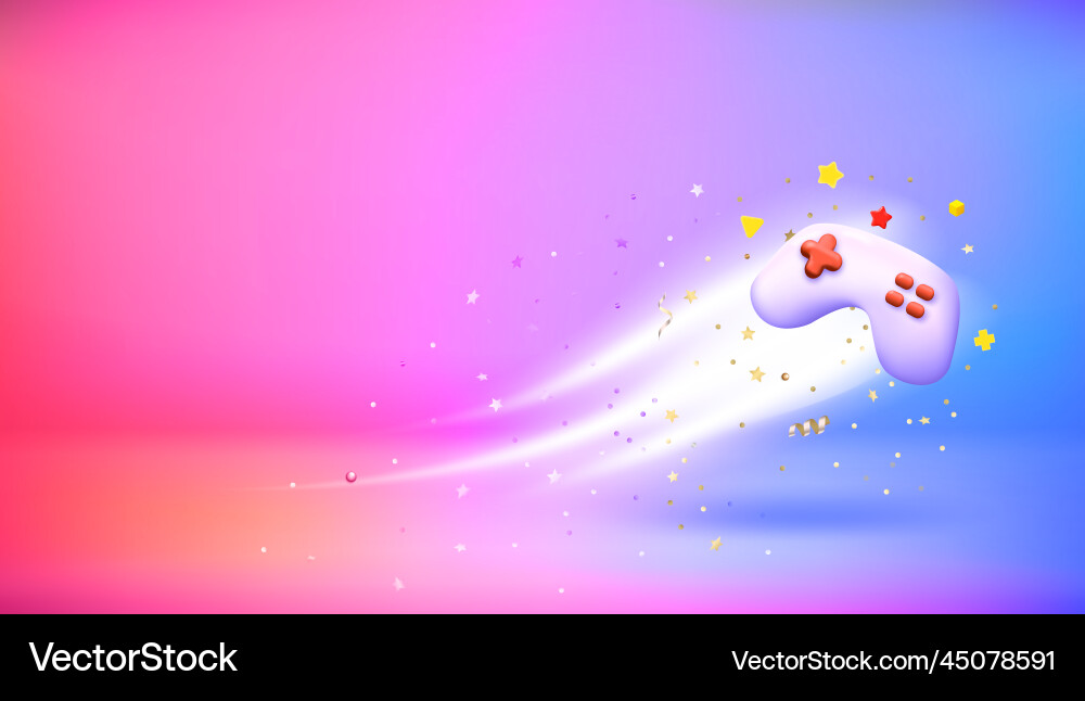 Glowing gamepad mask 3d banner with copy space Vector Image