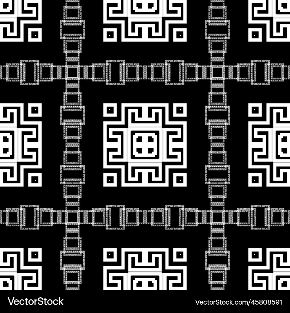 Greek black and white geometric seamless pattern Vector Image