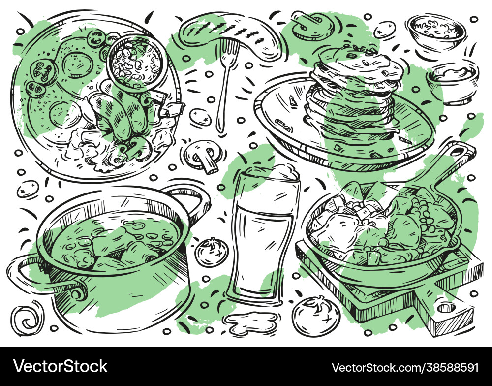 Hand drawn line irish food Royalty Free Vector Image