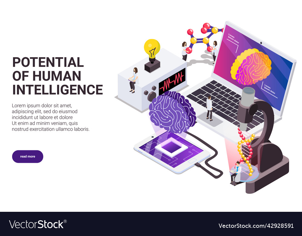 Human intelligence isometric background Royalty Free Vector