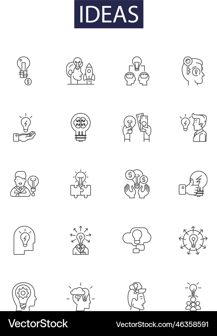 Ideas line icons and signs thoughts Royalty Free Vector
