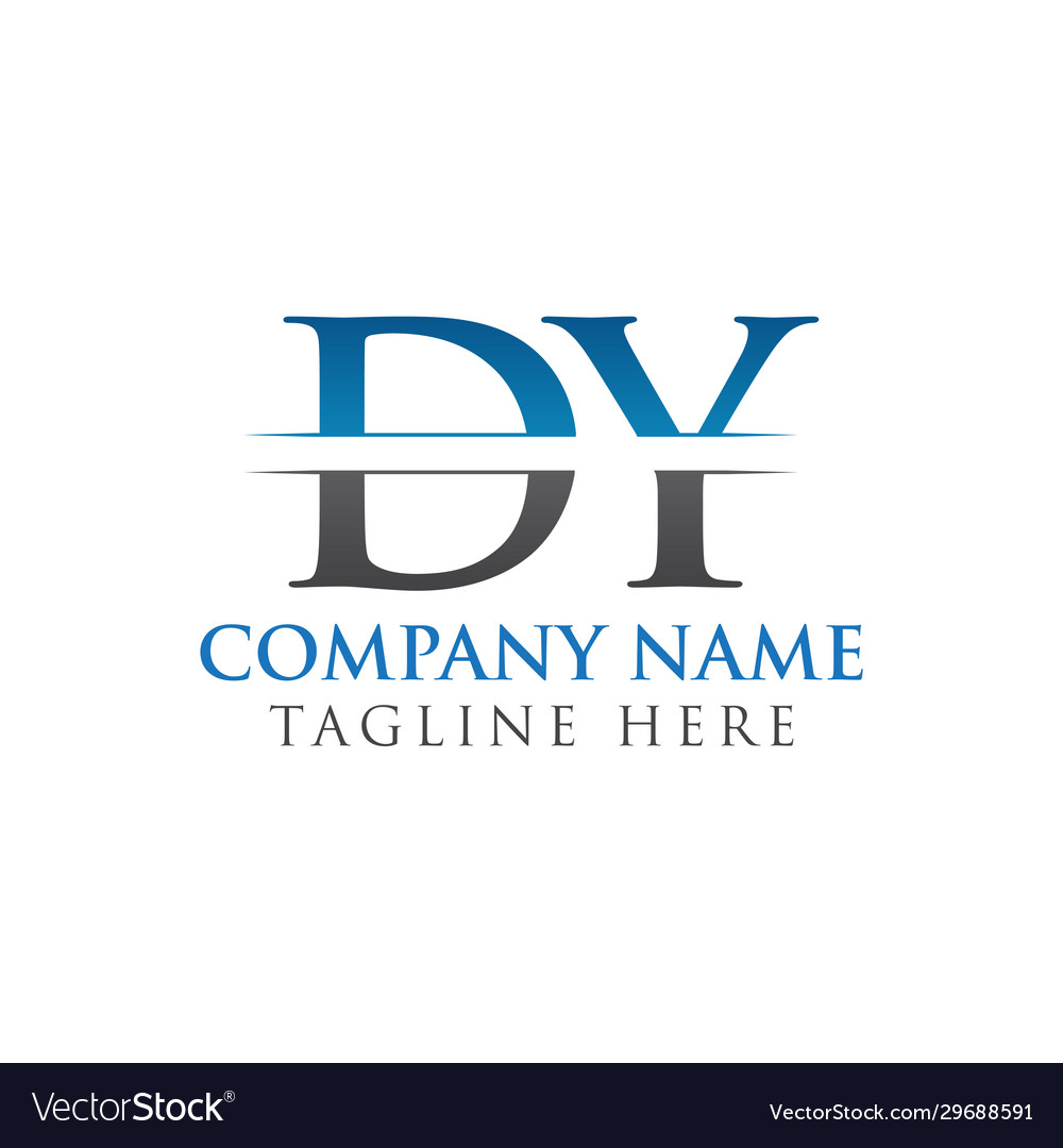Initial dy letter logo design with blue and grey Vector Image