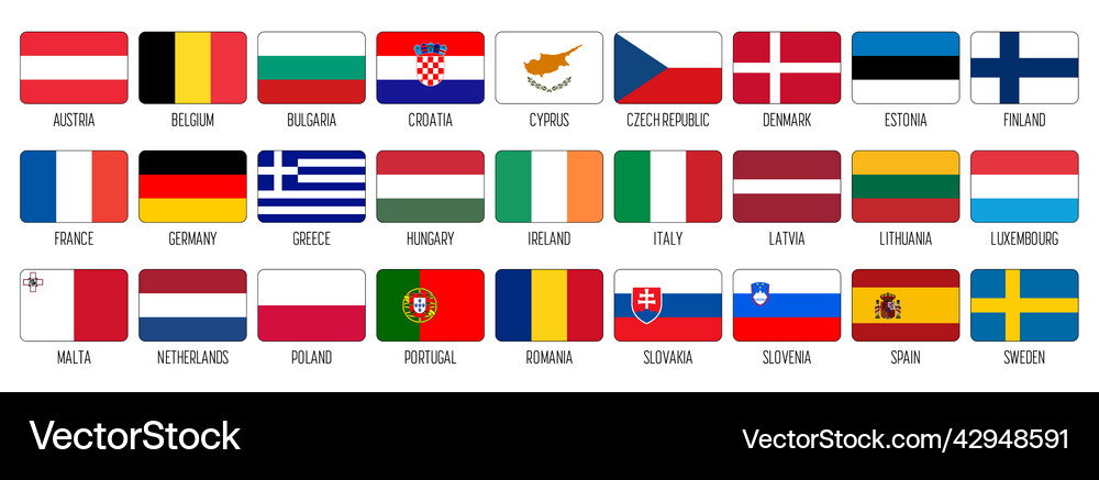 National flags of eu members Royalty Free Vector Image