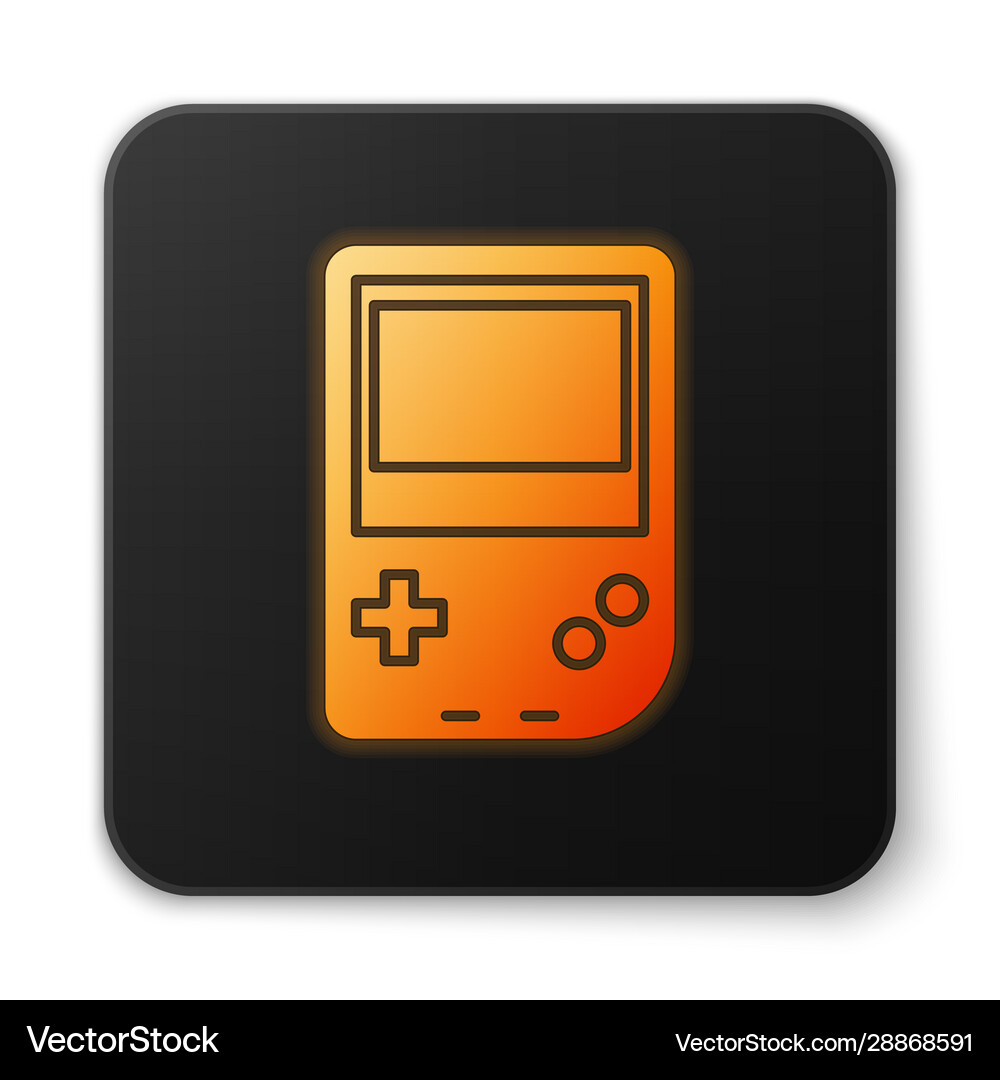 Orange glowing neon portable video game console Vector Image