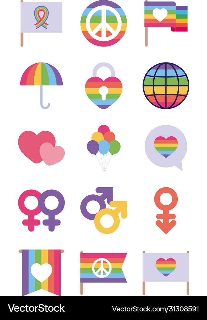 Pride day and lgtbi flat style icon set Royalty Free Vector