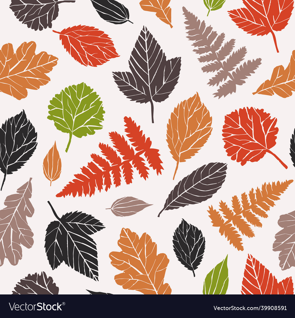 Seamless pattern with tree leaf silhouettes Vector Image