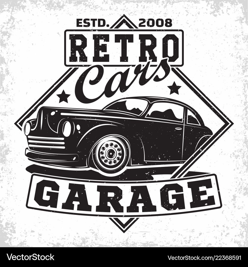 Vintage hot rod emblem design Royalty Free Vector Image