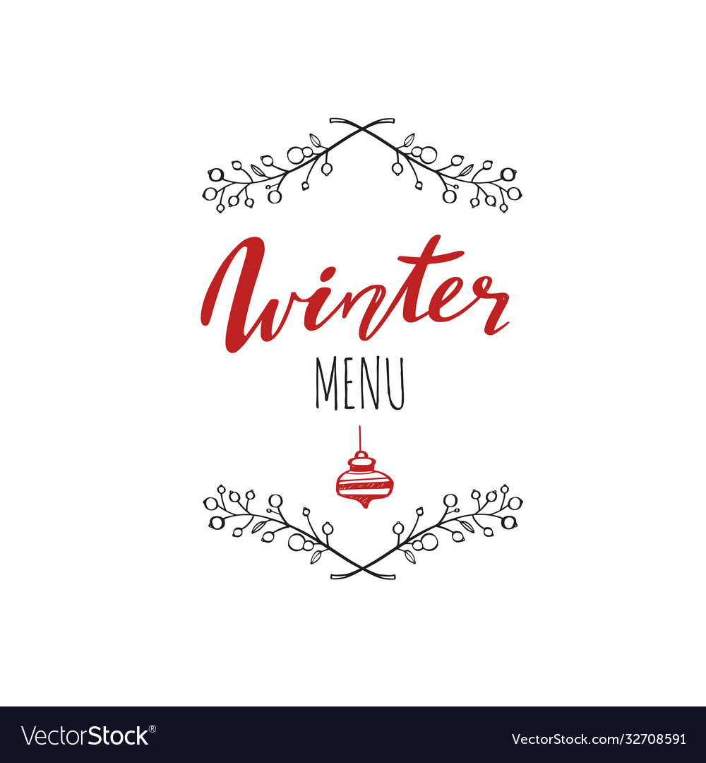 Winter Menu Calligraphy Logo Royalty Free Vector Image