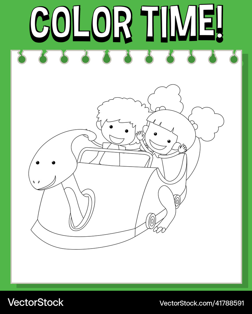 Worksheets template with color time text and kids Vector Image