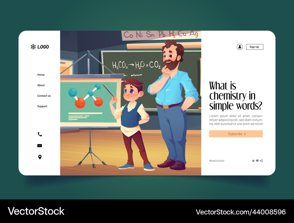 Chemistry science banner with teacher and student Vector Image