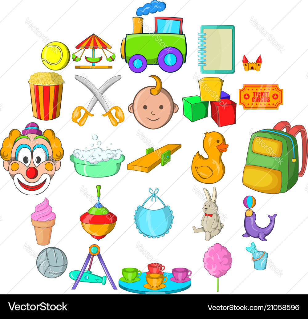 Children activity icons set cartoon style Vector Image