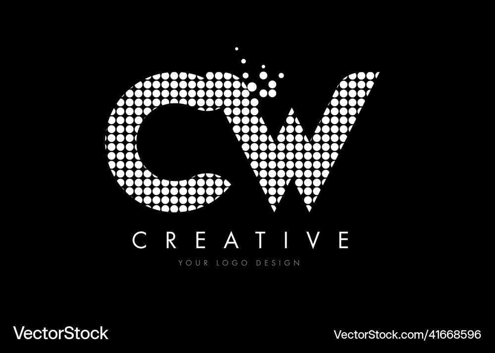 Cw c w letter logo design white magenta dots Vector Image