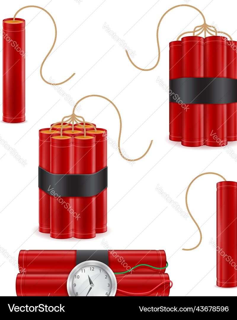 Dynamite red stick with bickford fuse stock Vector Image