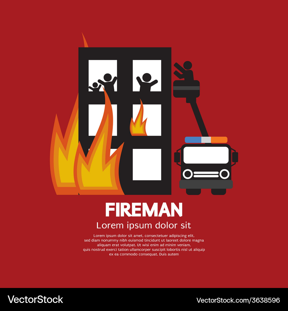 Fireman on truck helping the victims Royalty Free Vector