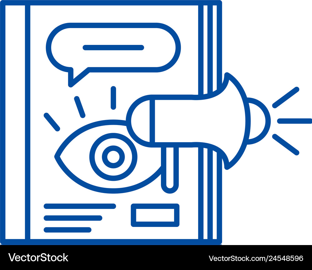 Magazine advertising line icon concept Royalty Free Vector