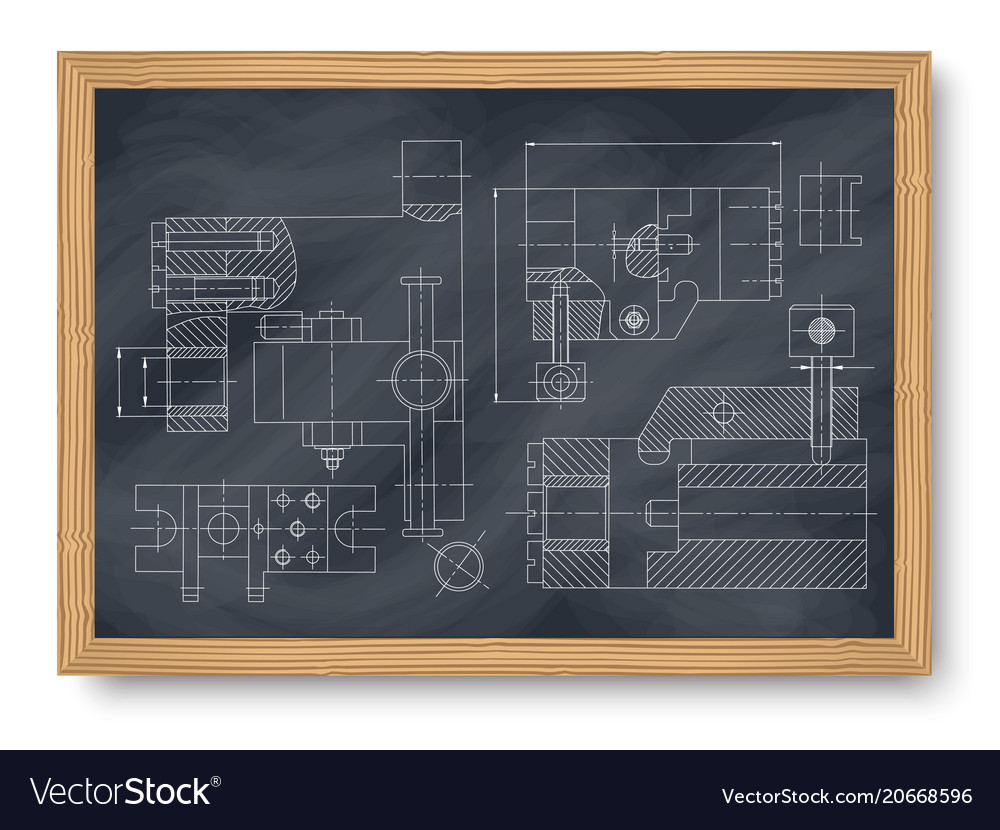 Mechanical engineering drawing Royalty Free Vector Image