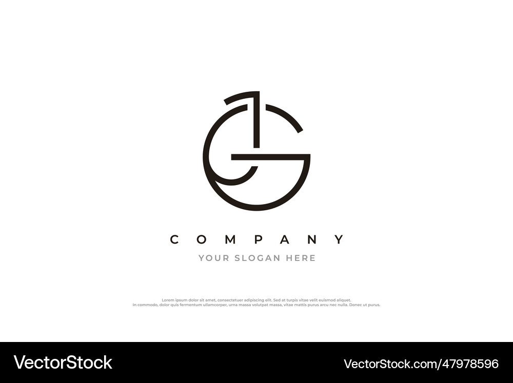 Minimal letter gj or jg logo design Royalty Free Vector