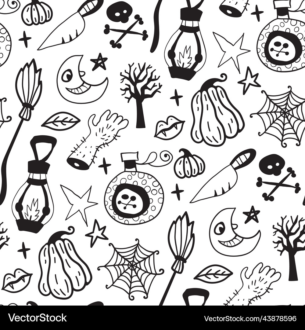 Monochrome seamless pattern of horror halloween Vector Image