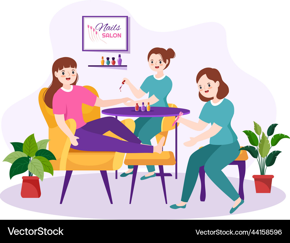 Nail polish salon template hand drawn cartoon Vector Image