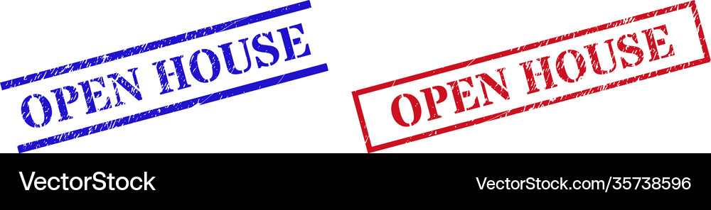 Open house grunge scratched seal stamps Royalty Free Vector