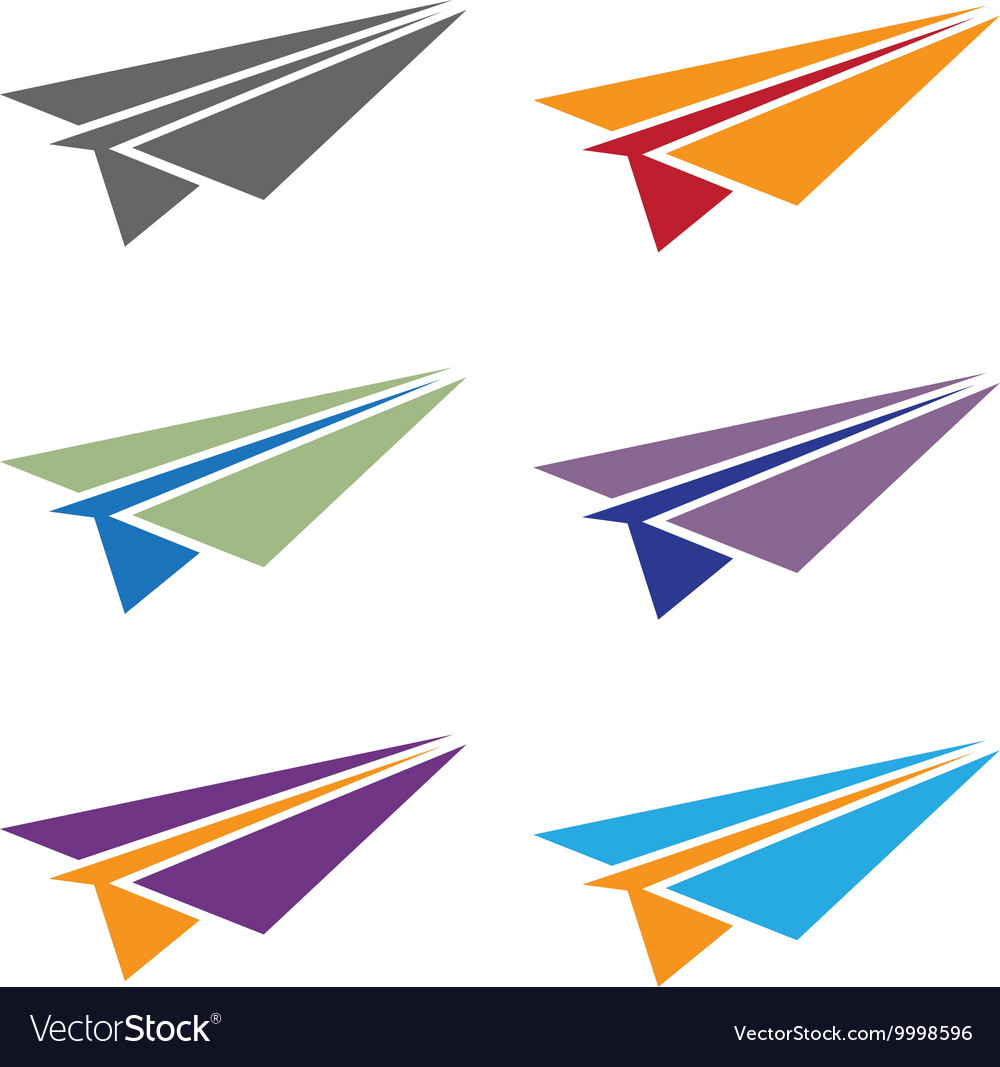 Set colorful paper planes Royalty Free Vector Image