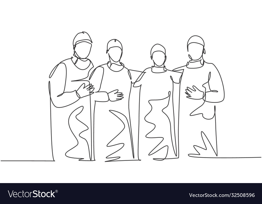 Single continuous line drawing group Royalty Free Vector