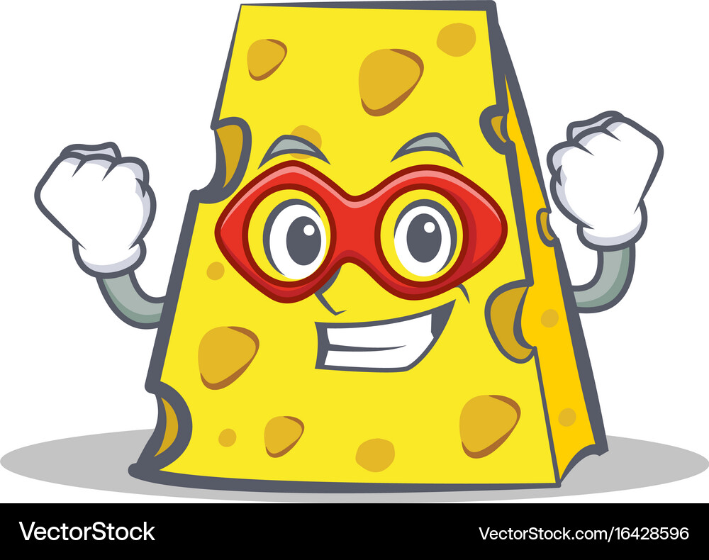 Super hero cheese character cartoon style Vector Image