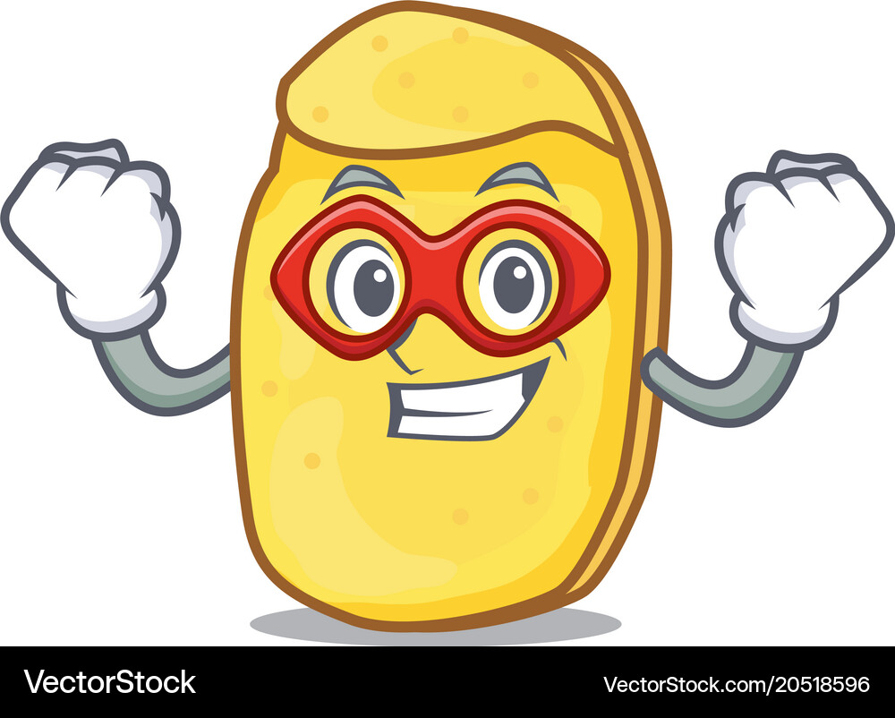 Super hero potato chips character cartoon Vector Image