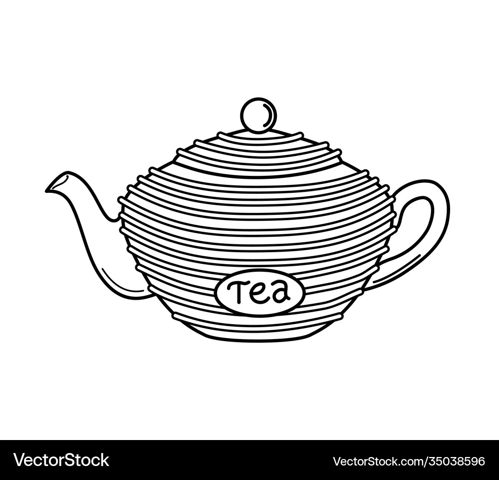 Teapot in outline style on a white isolated Vector Image