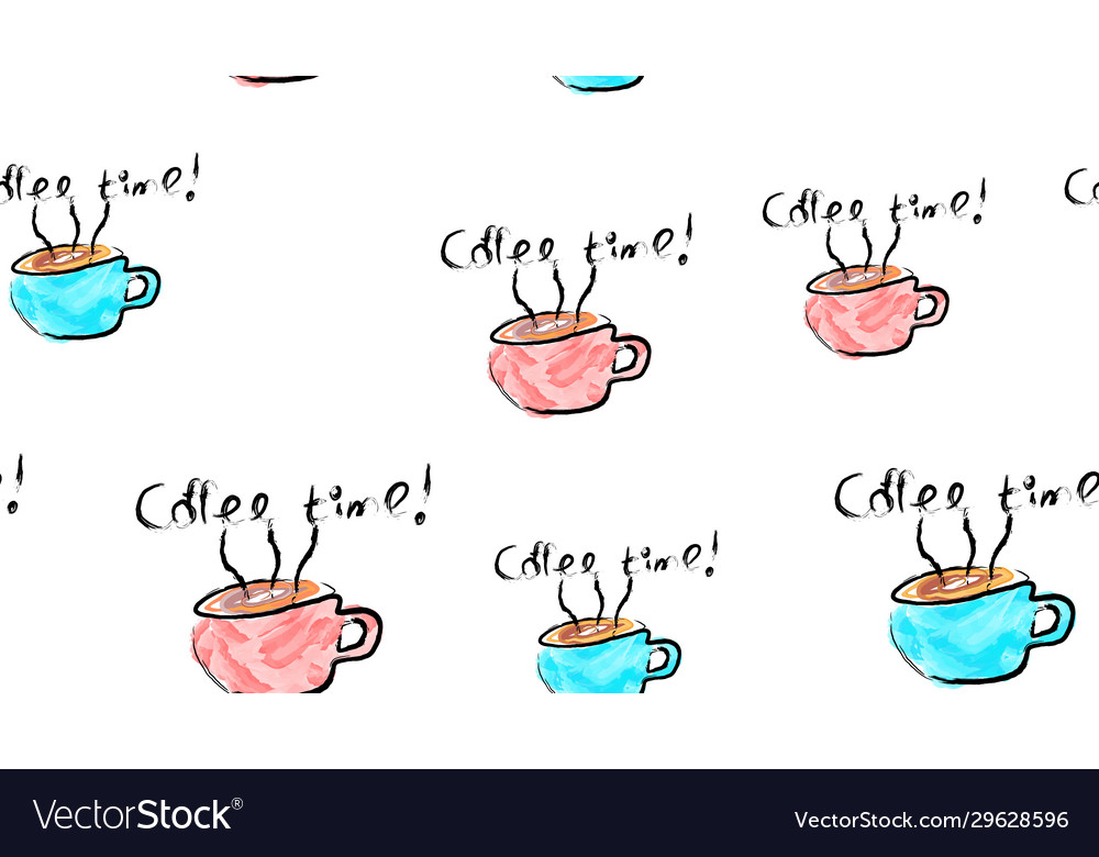 Texture seamless pattern cups mugs Royalty Free Vector Image