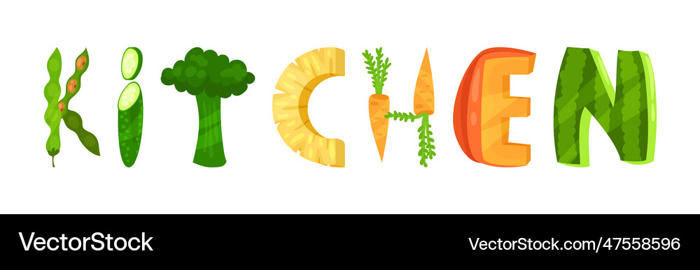 Veggie english kitchen word with alphabet letters Vector Image