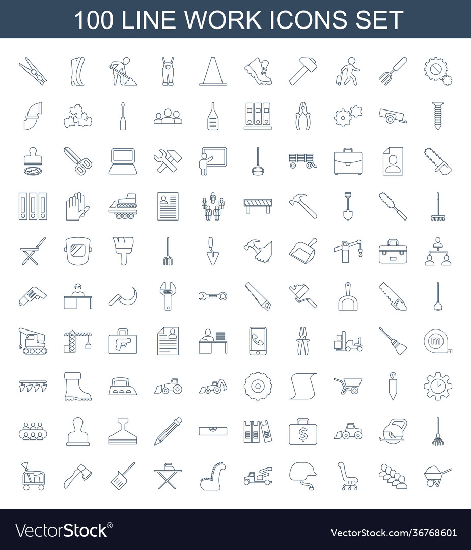 100 work icons Royalty Free Vector Image - VectorStock