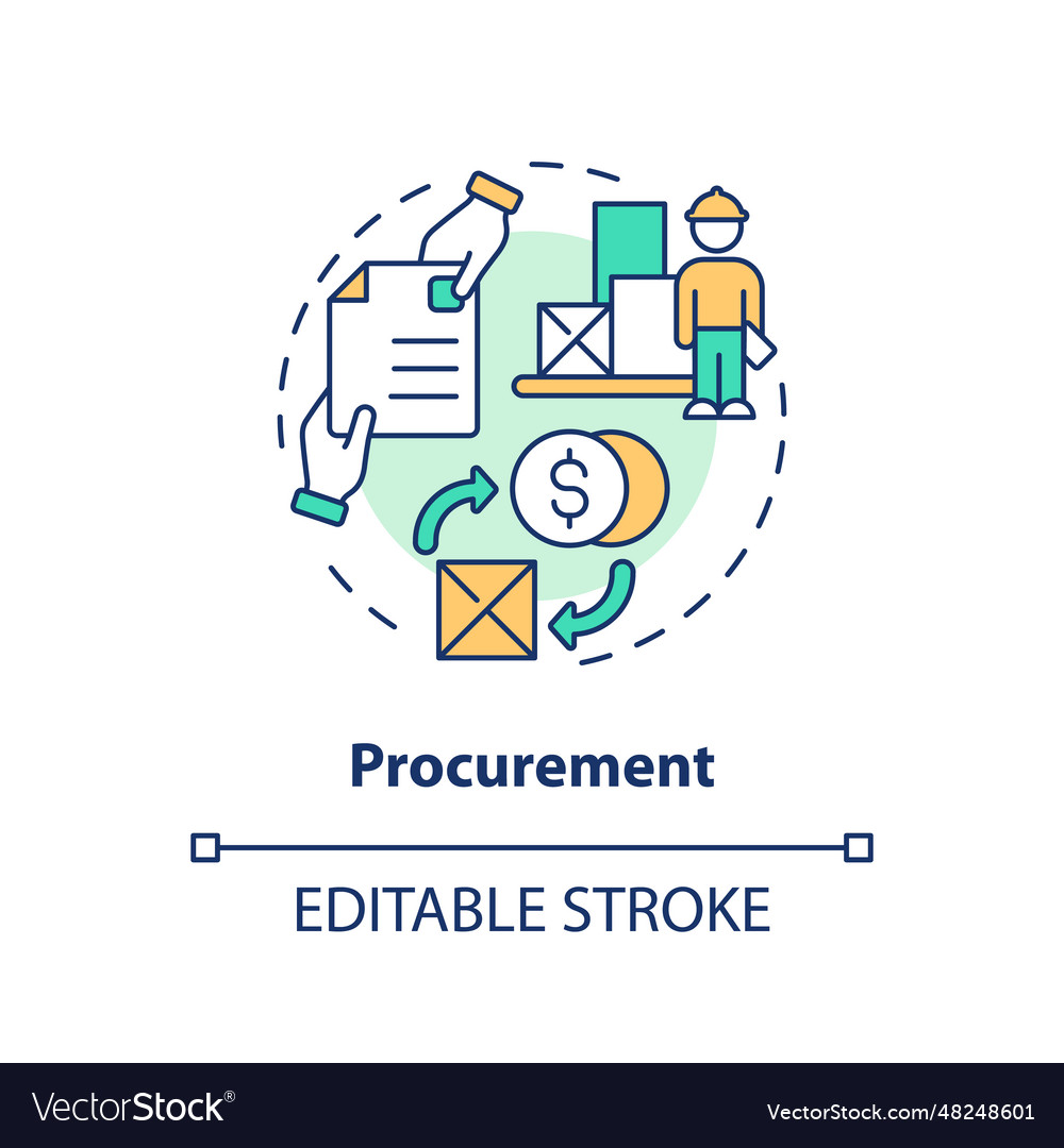 2d Customizable Procurement Thin Linear Icon Vector Image