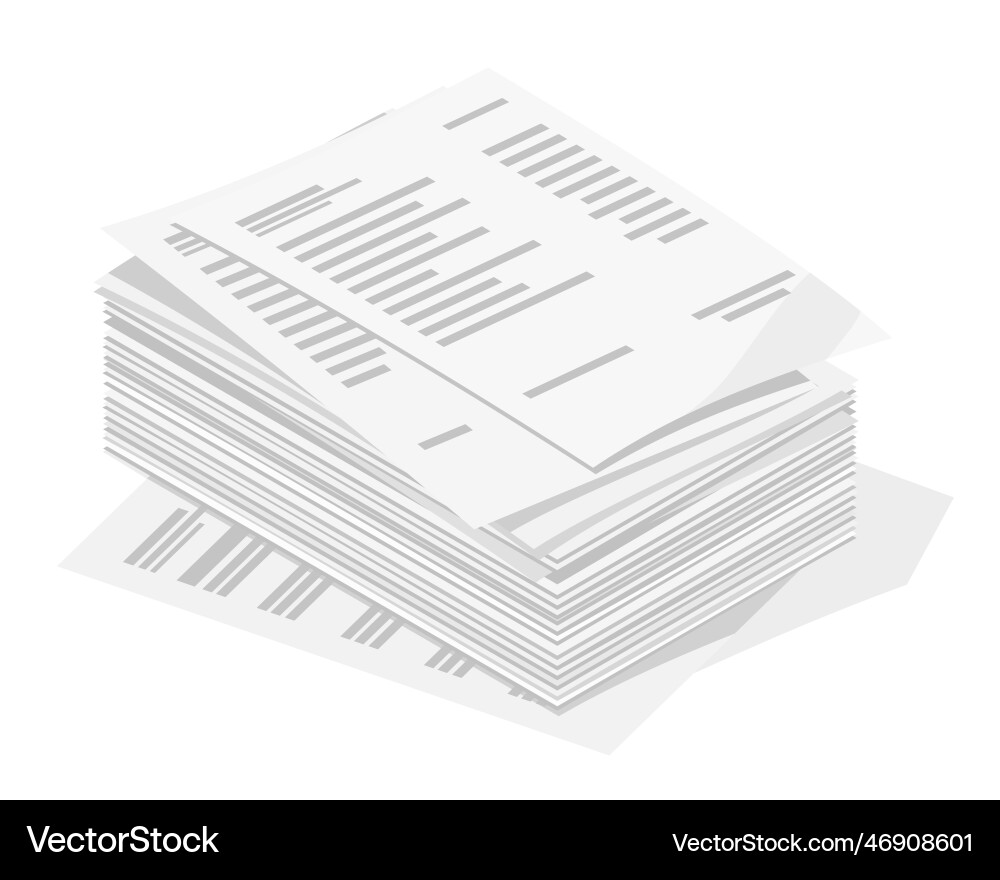 A pile of paper work order isometric Royalty Free Vector
