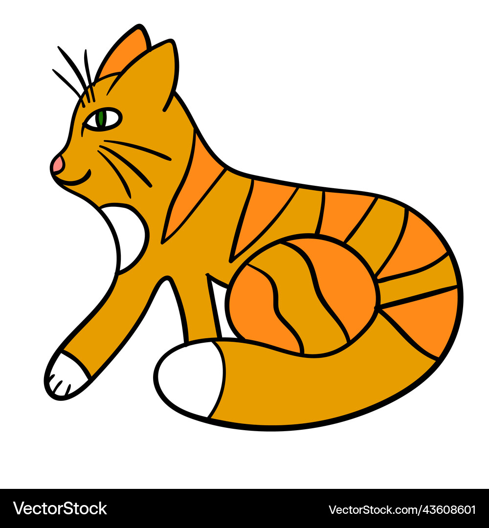 Cartoon orange cat isolated on white background Vector Image