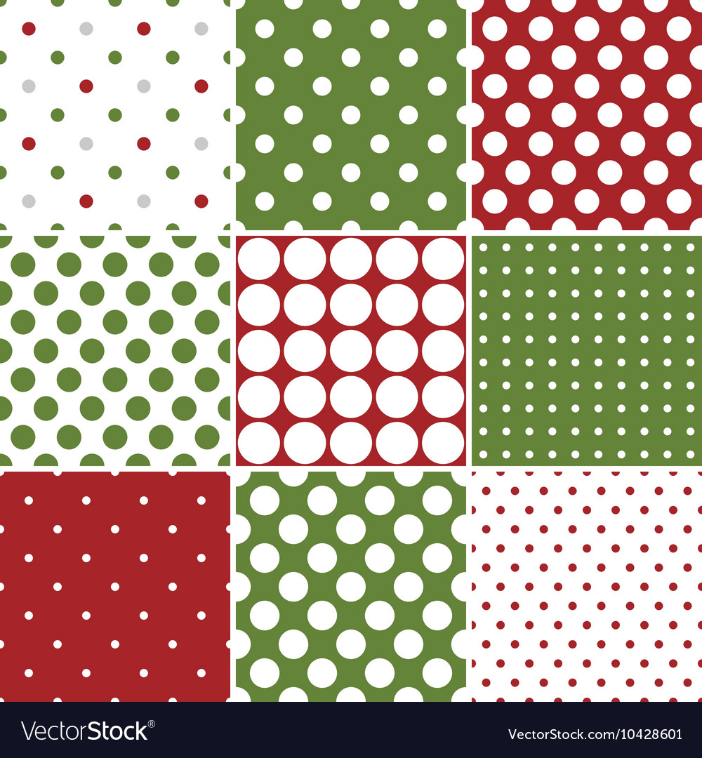 Christmas polka dot seamless patterns Royalty Free Vector