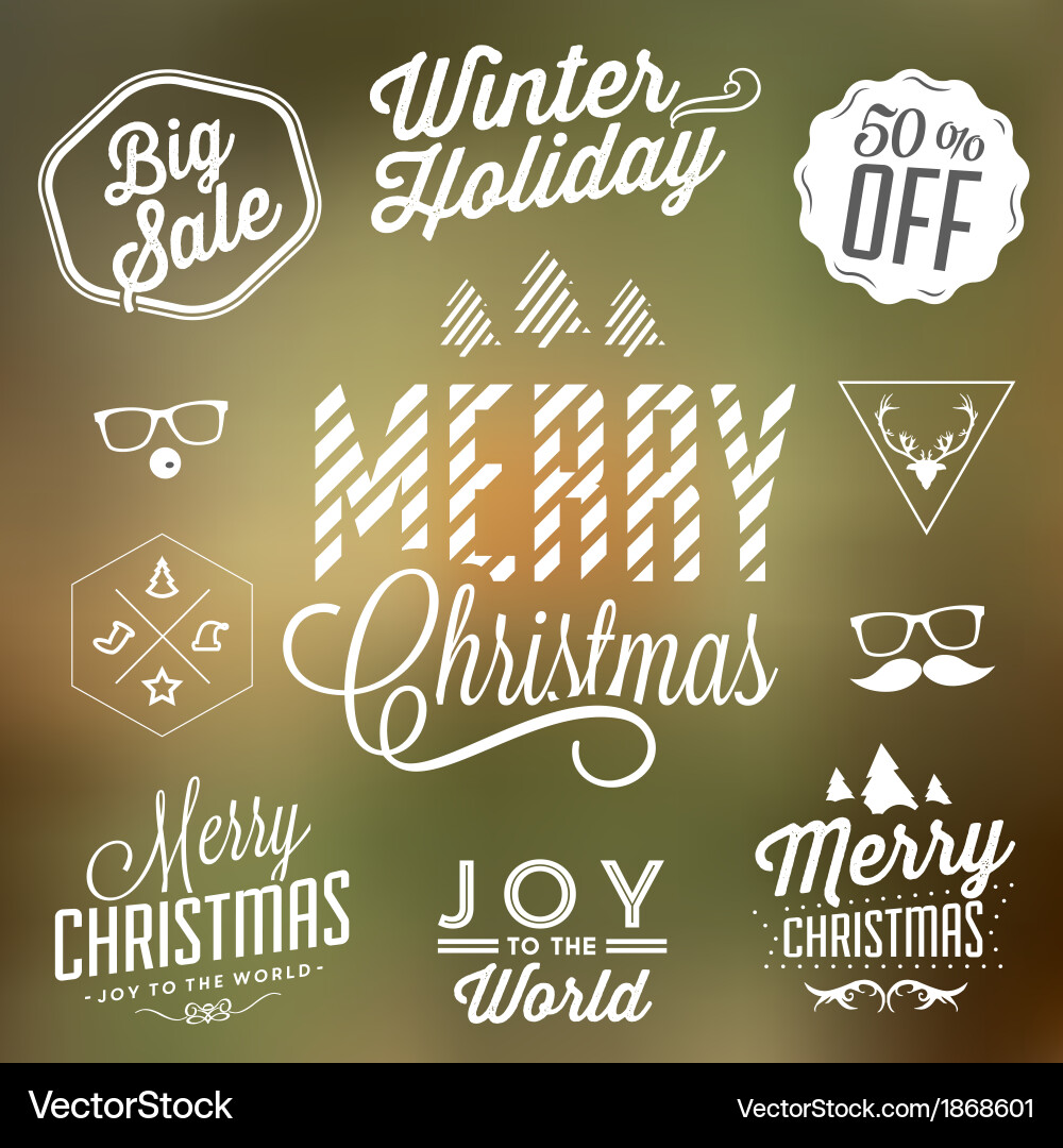 Collection of typographic christmas design Vector Image