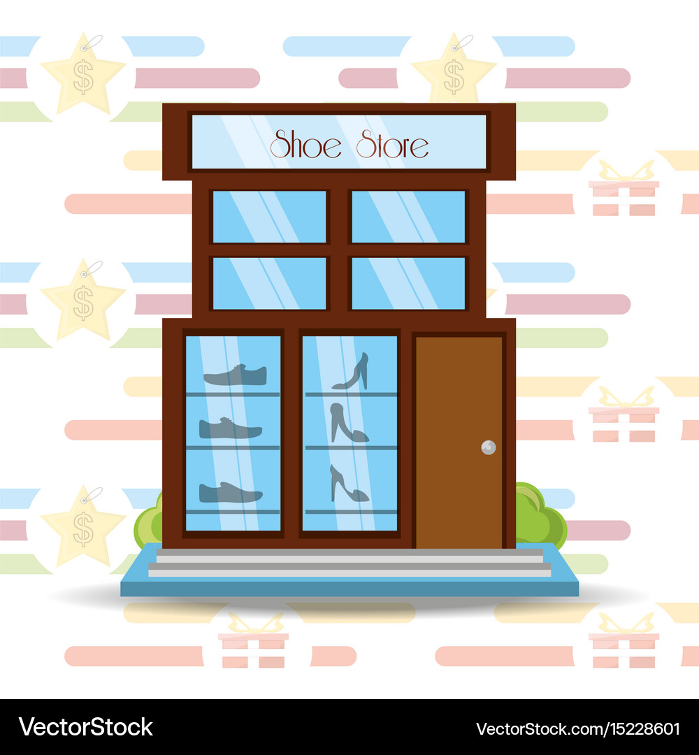 Colorful shoes store with elements shopping Vector Image