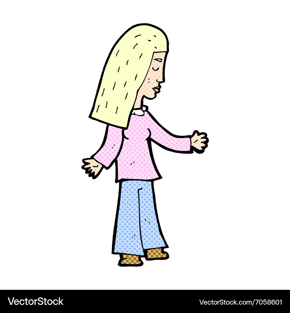 Comic cartoon woman with open arms Royalty Free Vector Image