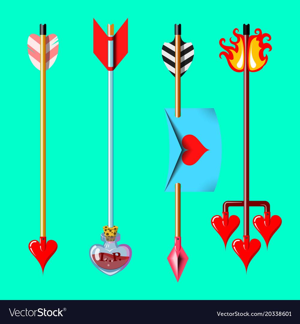 Cupids arrows isolated on monochrome background Vector Image