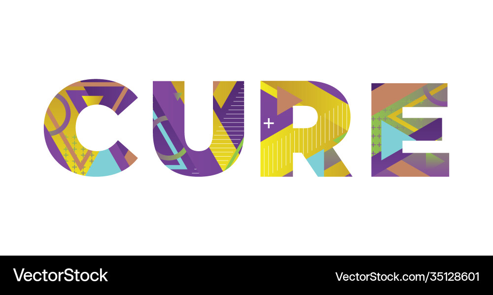 Cure concept retro colorful word art Royalty Free Vector