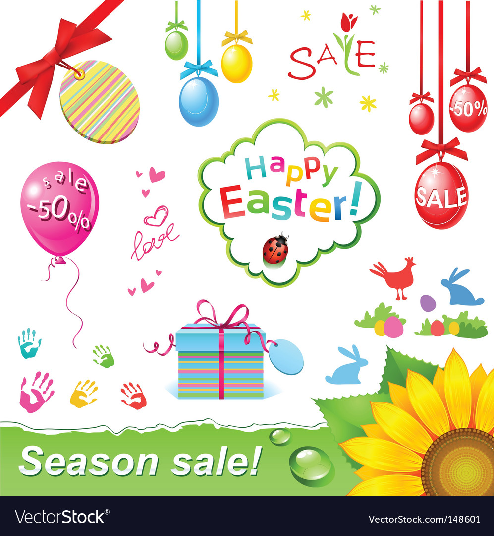 Easter design elements Royalty Free Vector Image