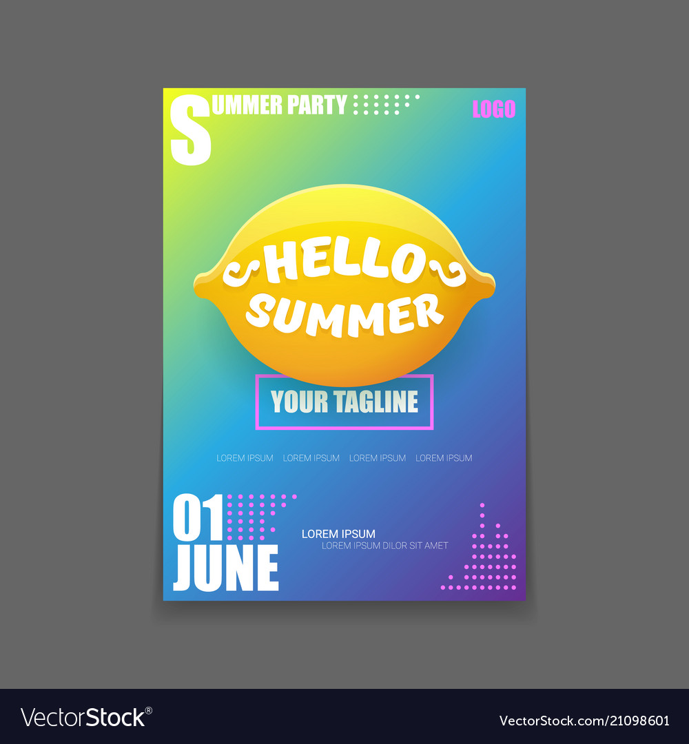 Hello summer beach party vertical a4 poster Vector Image