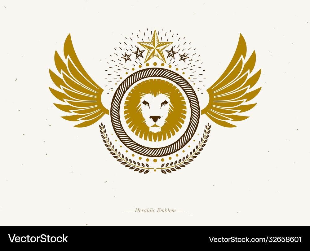 Heraldic coat arms decorative emblem with bird Vector Image
