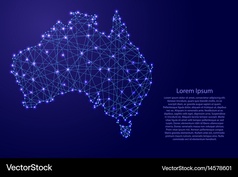 Map of australia from polygonal blue lines Vector Image
